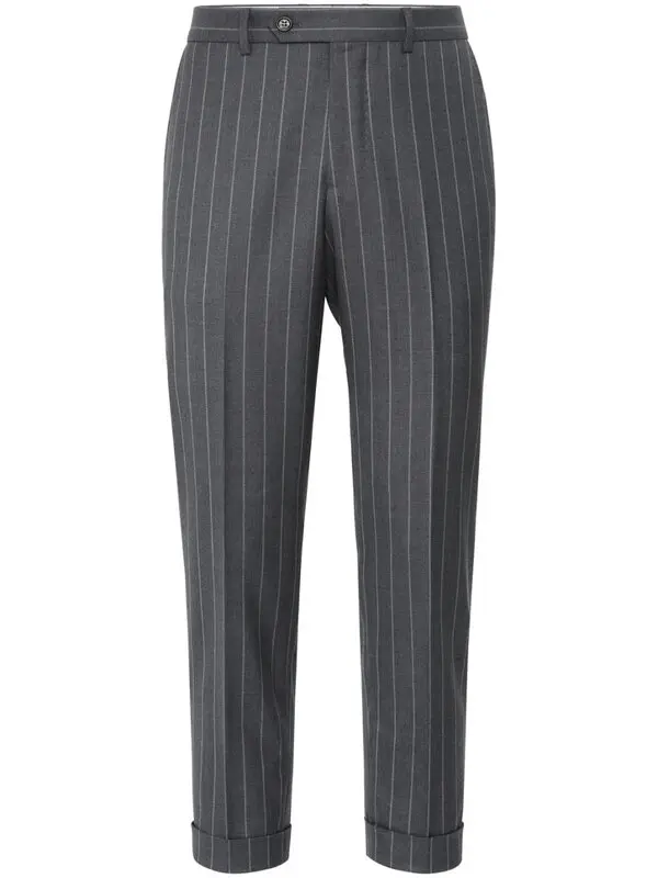 Brunello Cucinelli Striped Virgin Wool Trousers - Grey