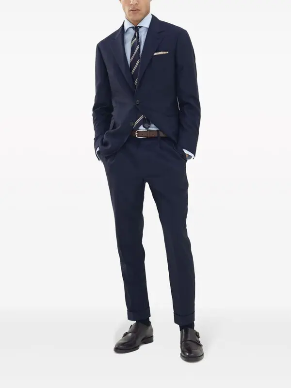 Brunello Cucinelli Tapered-leg Wool Trousers - Blue