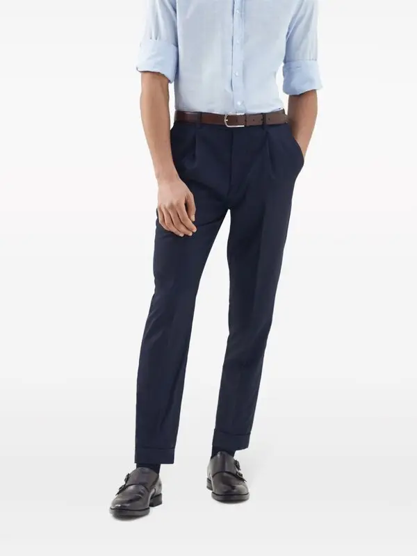 Brunello Cucinelli Tapered-leg Wool Trousers - Blue