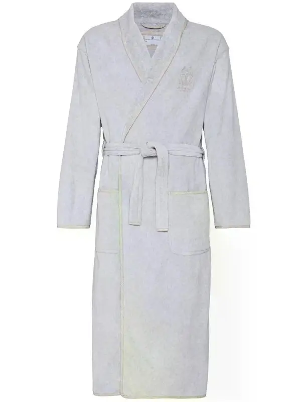 Brunello Cucinelli Logo-embroidered Bath Robe - Grey