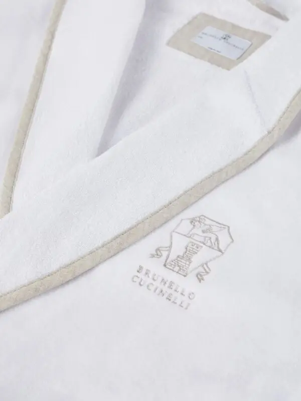 Brunello Cucinelli Logo-embroidered Bath Robe - White