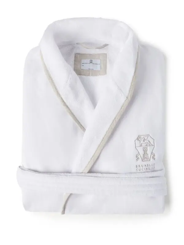 Brunello Cucinelli Logo-embroidered Bath Robe - White
