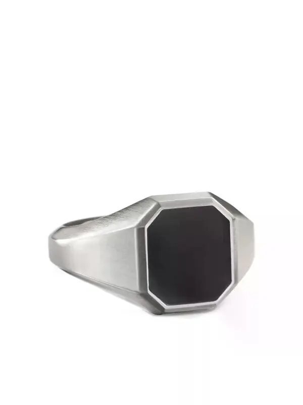 David Yurman Sterling Streamline Onyx Signet Ring - Silver