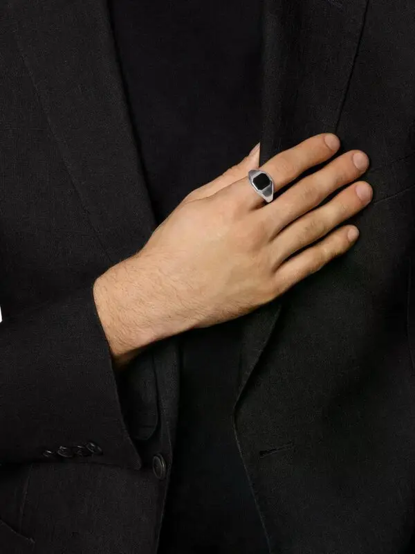 David Yurman Sterling Streamline Onyx Signet Ring - Silver