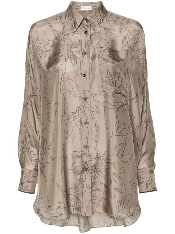 Brunello Cucinelli Printed Silk Shirt