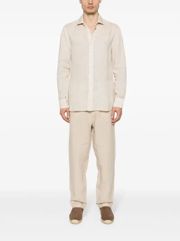 120% Lino Long-sleeves Linen Shirt - Neutrals