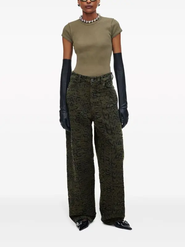 Marc Jacobs Monogram Wide-leg Jeans - Green