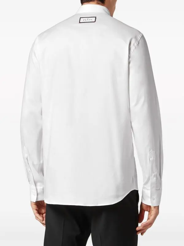 Philipp Plein Skull&bones Long-sleeve Cotton Shirt - White