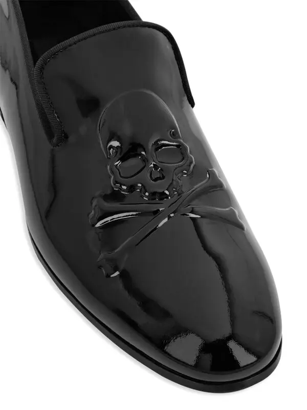 Philipp Plein Skull & Bones Patent Leather Loafers