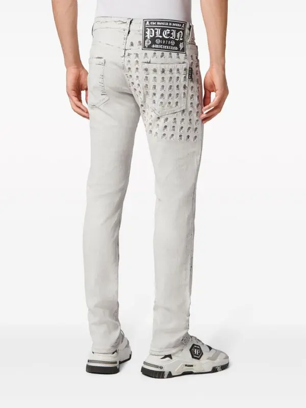 Philipp Plein Skull-stamp Skinny Jeans - Neutrals