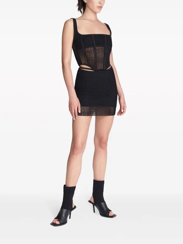 DION LEE Corset-style Crochet-knit Minidress