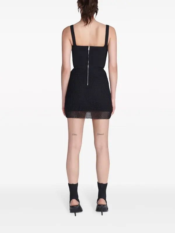 DION LEE Corset-style Crochet-knit Minidress