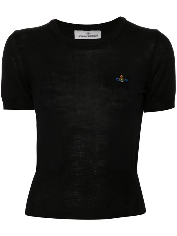 VIVIENNE WESTWOOD Orb-embroidered Knitted Top - Black