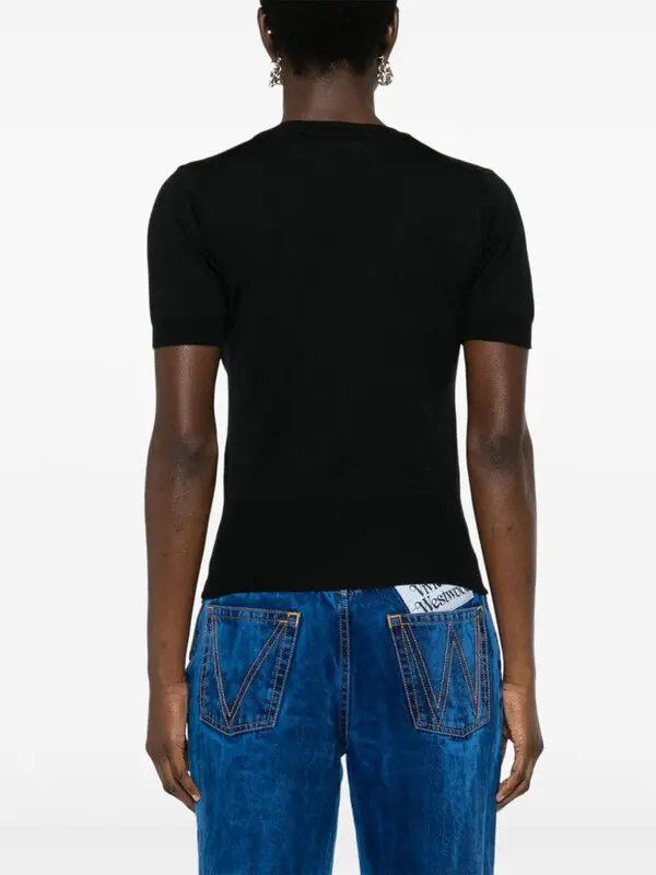 VIVIENNE WESTWOOD Orb-embroidered Knitted Top - Black
