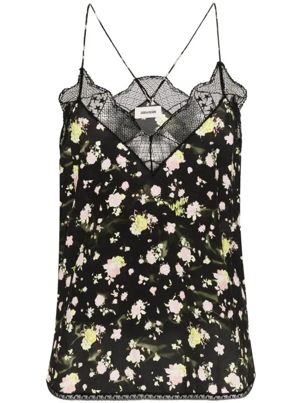Zadig&Voltaire Floral-print Crepe Top - Black
