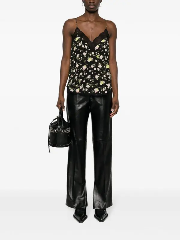 Zadig&Voltaire Floral-print Crepe Top - Black