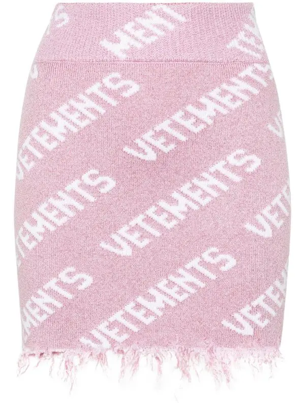 Vetements Logo-intarsia Lurex Miniskirt - Pink