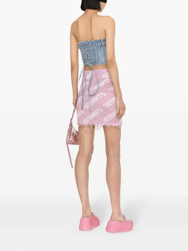 Vetements Logo-intarsia Lurex Miniskirt