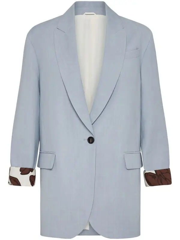 Brunello Cucinelli Single-breasted Blazer With Contrasting Cuffs
