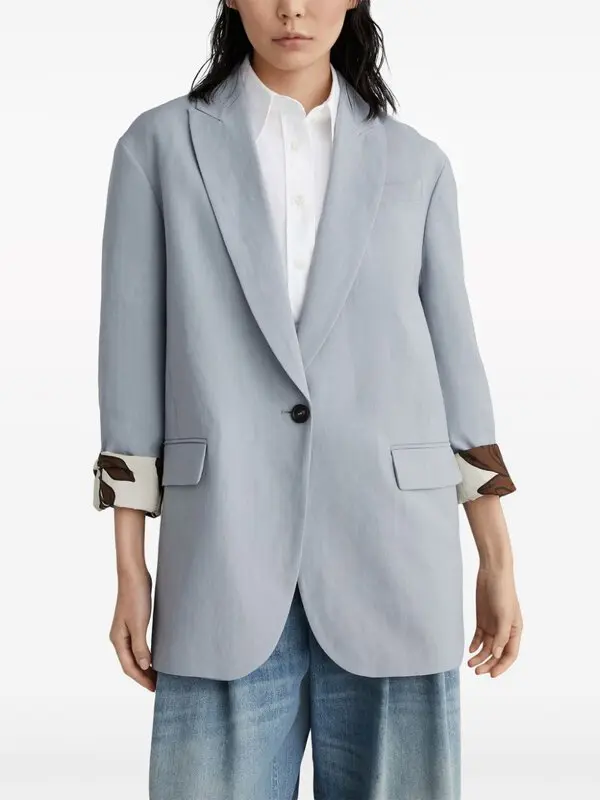 Brunello Cucinelli Single-breasted Blazer With Contrasting Cuffs
