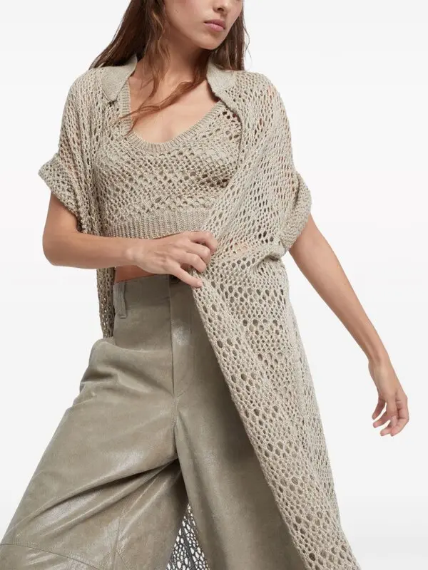 Brunello Cucinelli Net Open-knit Cardigen-coat