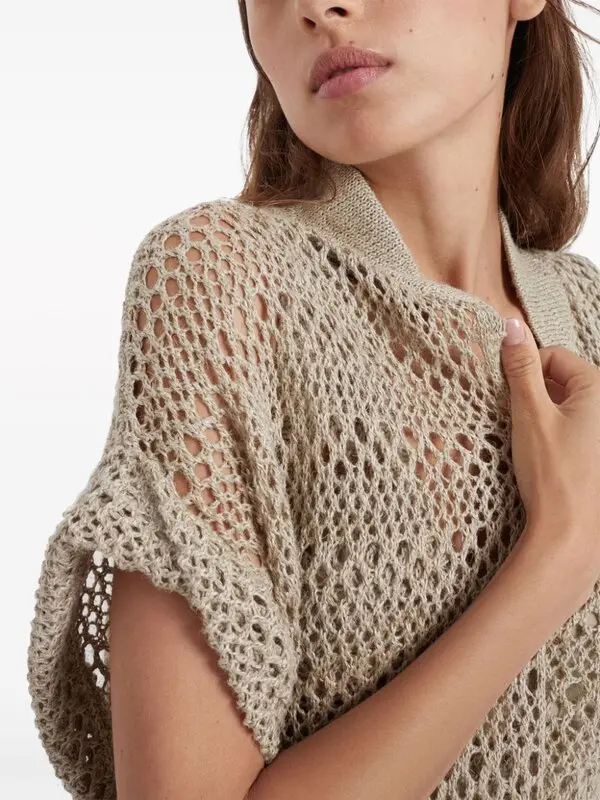 Brunello Cucinelli Net Open-knit Cardigen-coat