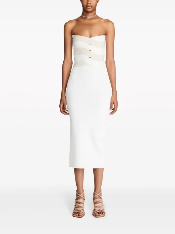 DION LEE Strapless Knitted Midi Dress