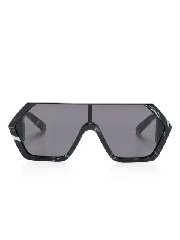 Philipp Plein Marbled Pattern Oversized Sunglasses - Black