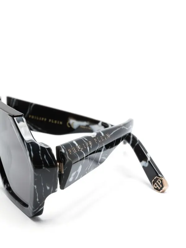 Philipp Plein Marbled Pattern Oversized Sunglasses
