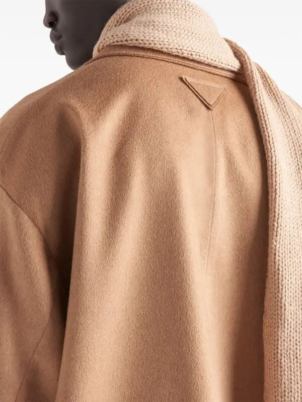 Prada Camel-hair Coat With Triangle Logo
