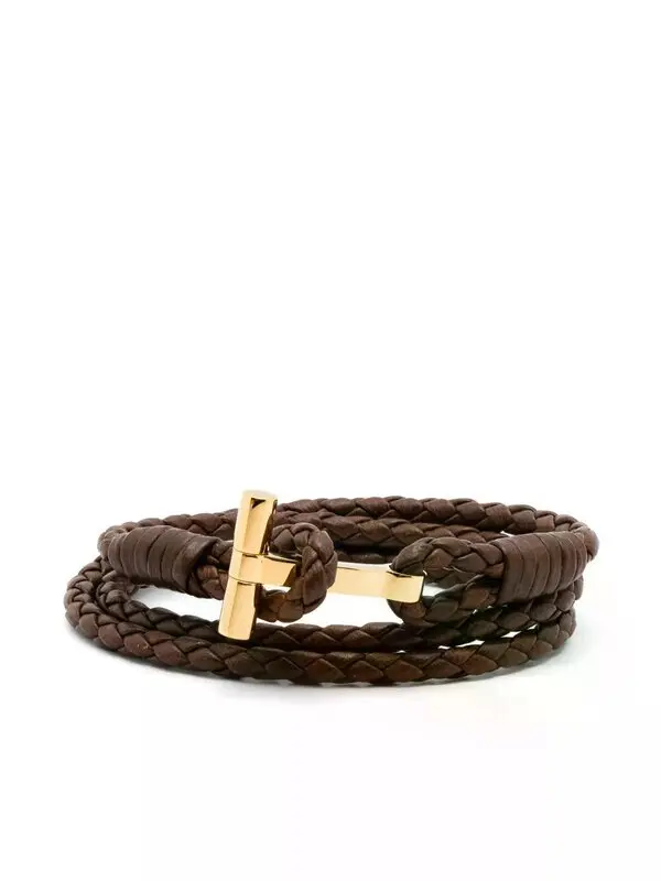 TOM FORD Braided Leather Bracelet - Brown