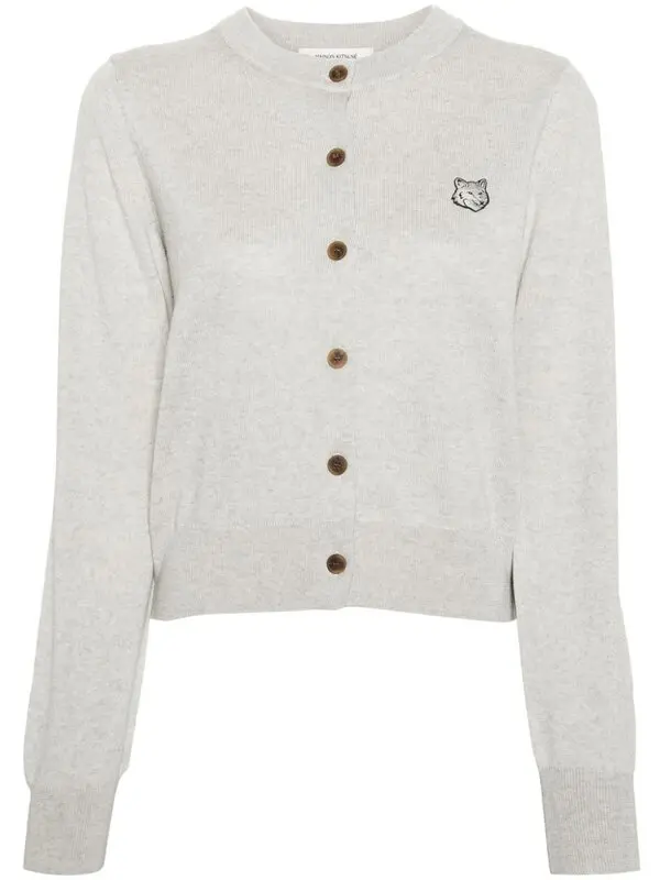 Maison Kitsuné Bold Fox Head Wool Cardigan - Grey