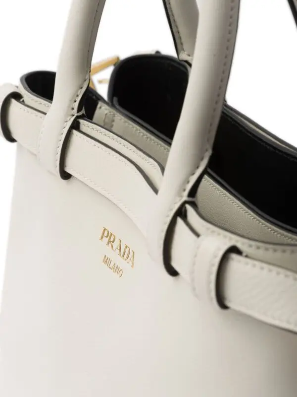 Prada Small Buckle Tote Bag - White