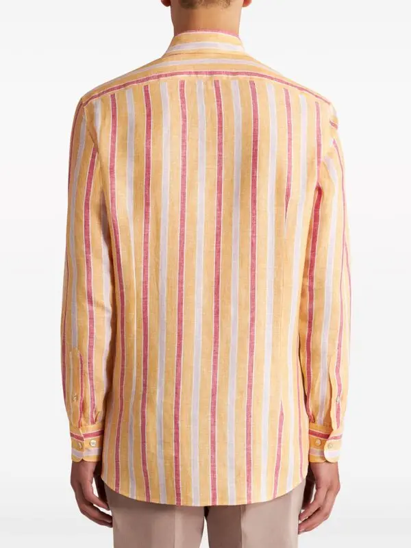 Etro Pegaso-embroidered Striped Shirt - Orange