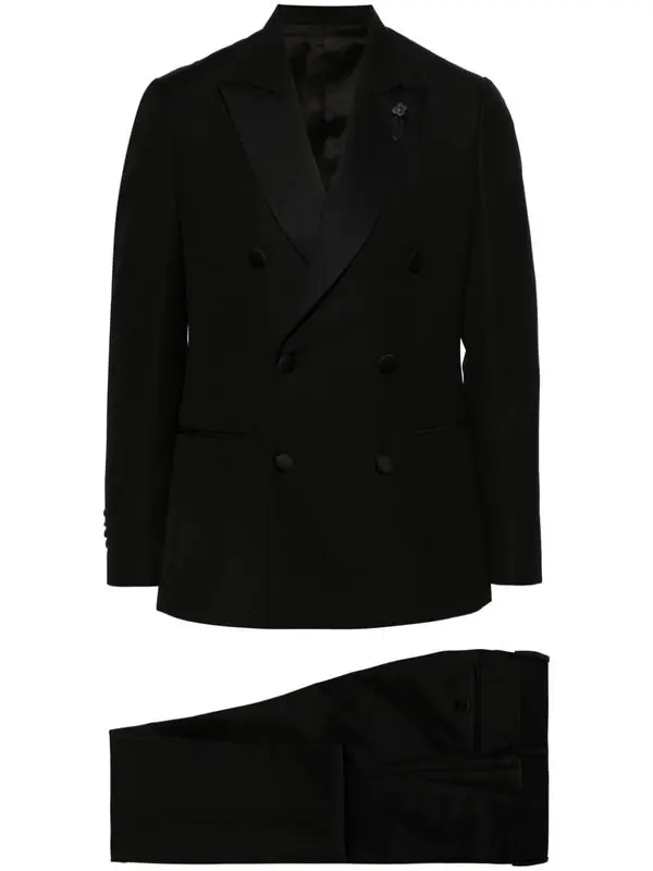LARDINI Double-breasted Wool-blend Suit