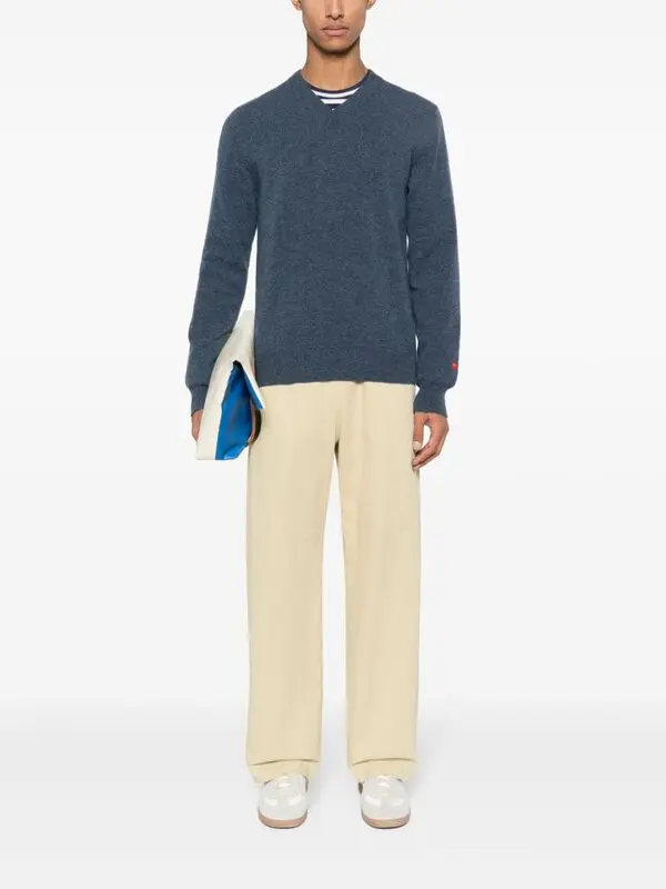 Play Comme Des Garcon Logo-appliqué Wool Jumper - Blue