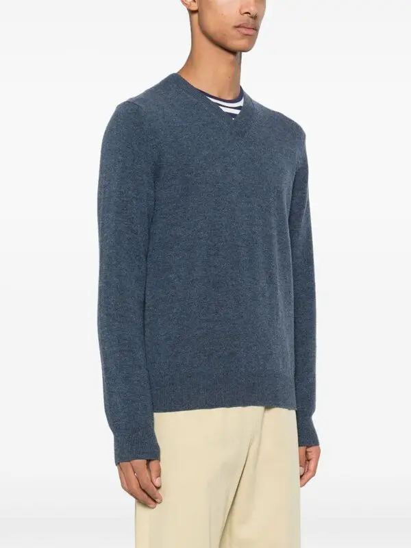 Play Comme Des Garcon Logo-appliqué Wool Jumper - Blue