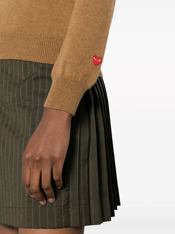 Play Comme Des Garcon Heart Logo Wool Jumper - Neutrals