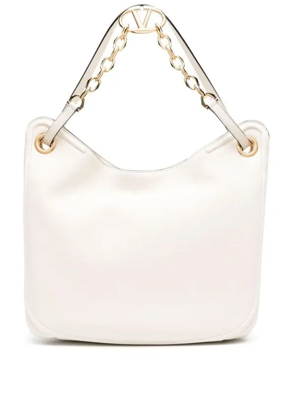 Valentino Garavani Vlogo Moon Leather Tote Bag - White