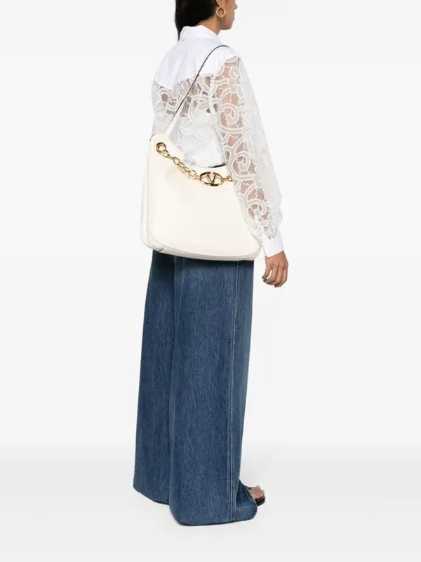 Valentino Garavani Vlogo Moon Leather Tote Bag - White