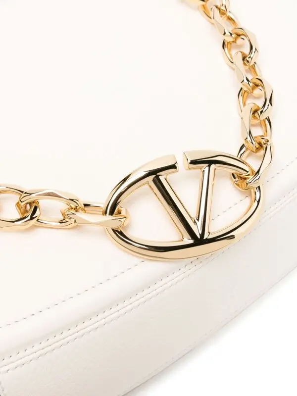 Valentino Garavani Vlogo Moon Leather Tote Bag - White