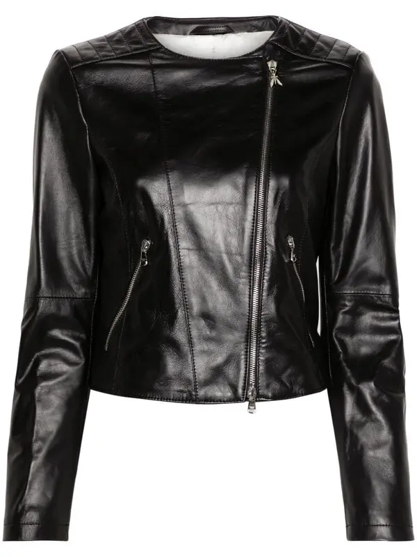 Patrizia Pepe Zip-up Leather Biker Jacket - Black