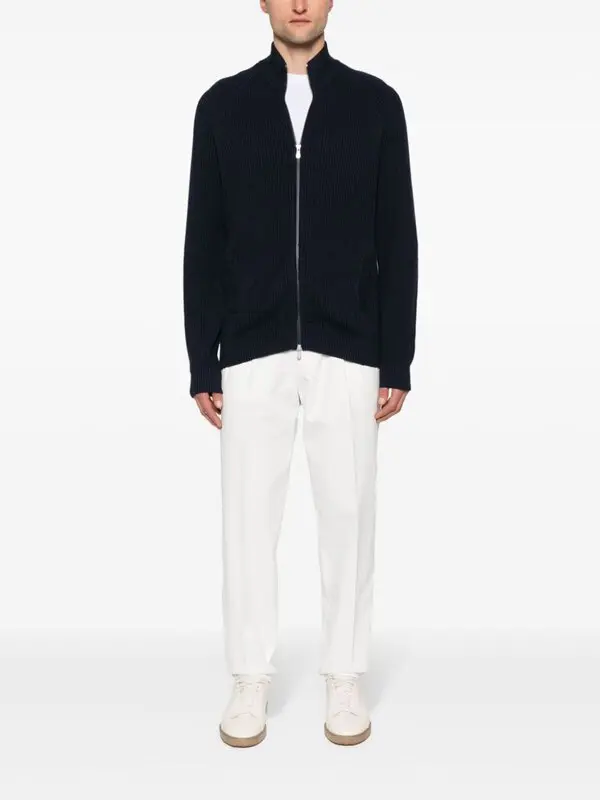 Brunello Cucinelli Cotton Gabardine Pressed Crease Loose-fit Trousers - White