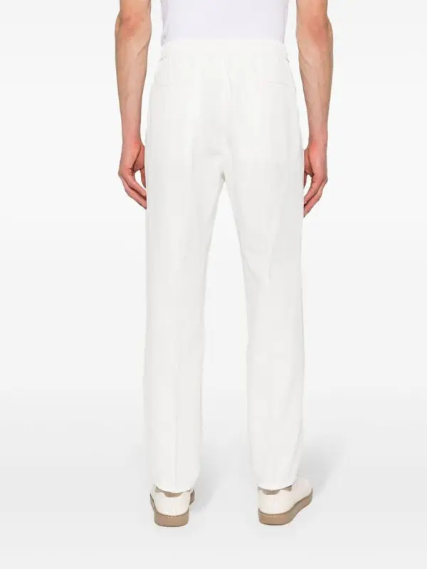 Brunello Cucinelli Cotton Gabardine Pressed Crease Loose-fit Trousers - White