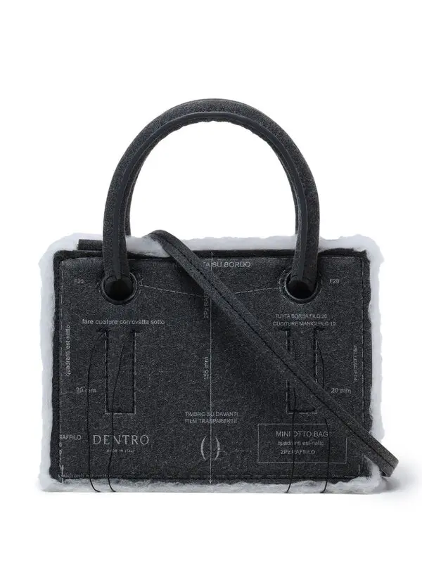 DENTRO Mini Otto Leather Tote Bag - Grey