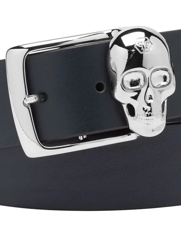 Philipp Plein Skull-buckle Leather Belt