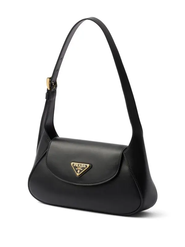 Prada Small Leather Shoulder Bag - Black | Editorialist