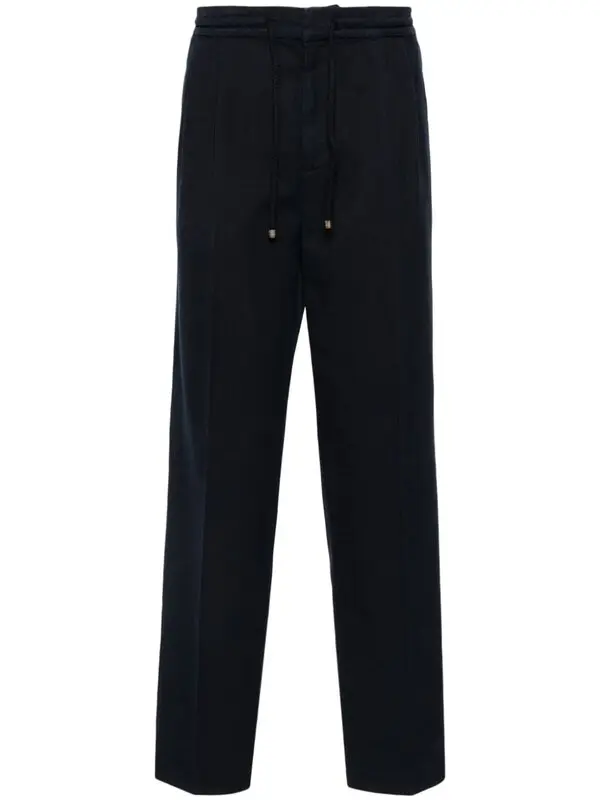 Brunello Cucinelli Pressed-crease Loose-fit Trousers - Blue