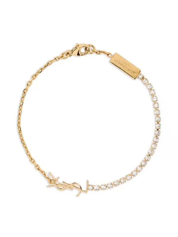 Saint Laurent Monogram Crystal Bracelet - Gold