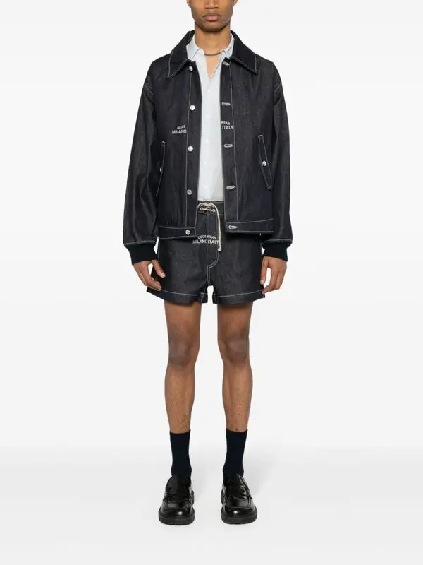 Gcds Embroidered Logo Denim Shorts